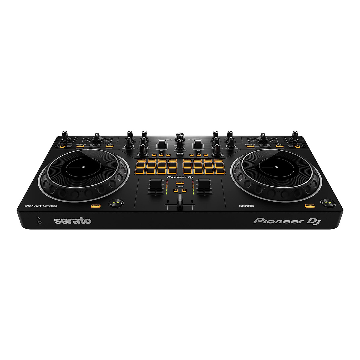 Pioneer DDJ-REV1, DJ Controller Bundle with Stand, Headphones and, Austin Bazaar Polishing Cloth