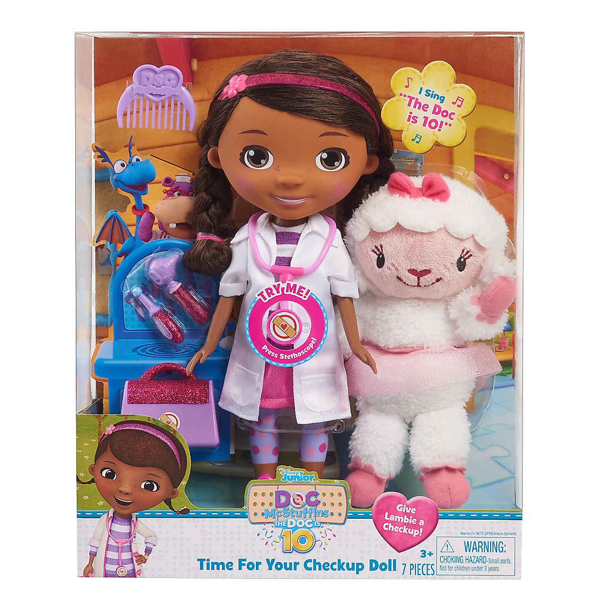 Disney Junior Doc McStuffins 10th Anniversary Time For Your Checkup Doll and Accessories, Officially Licensed Kids Toys for Ages 3 Up by Just Play