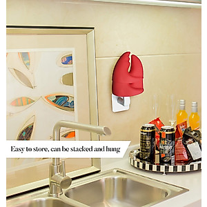 Anti-Scald Oven Gloves,Red Silicone Oven Glove Set,Lobster Claw Pot Holder, red Crab Oven Glove, can be Used as a Pot or Kitchen