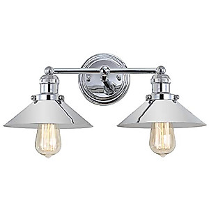 JONATHAN Y JYL7424A June 17.5" 2-Light Metal Shade Farmhouse Sconce Contemporary Transitional 2200K Edison 25W Bulbs Included for Bedroom Living Room Bathroom, Vanity Lighting, Chrome