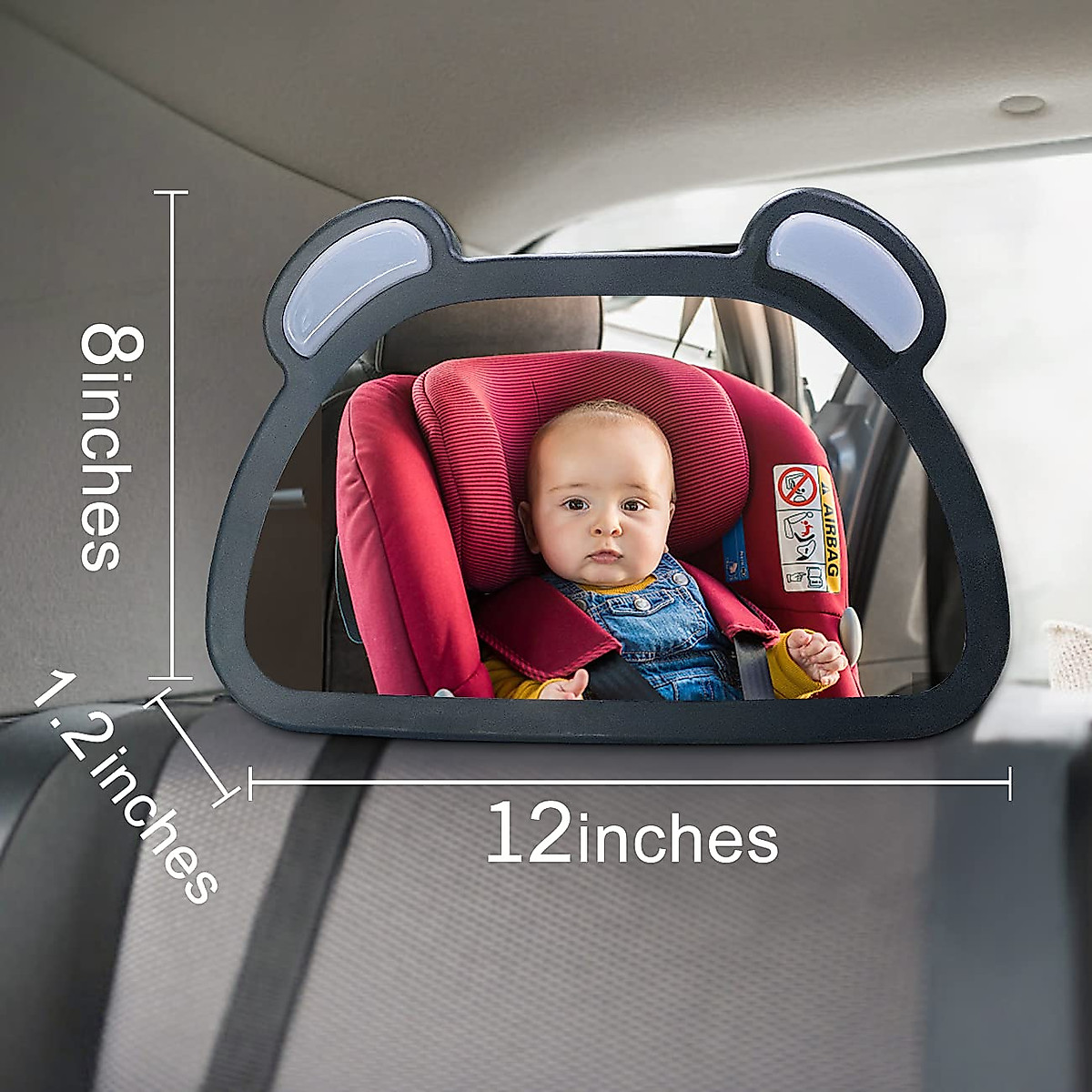 Entyle Baby Car Mirror - Safety Car Seat Mirror, Shatterproof Adjustable Acrylic 360 Degree Car Seat Baby Mirror for Rear Facing Car Seat, Toddler Infant Wide View Carseat Mirror for Car
