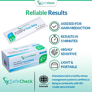 Fentanyl Test Strips 25 Pack | SafeCheck Highly Sensitive Fentanyl Test Strips for Testing Drugs | Fentanyl Testing Strips for Pills, Powders | Fentanyl Test Kit