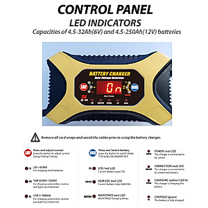 Car Battery Charger 12V/15A Automotive Battery Charger Maintainer Trickle Charger for Car Truck Motorcycle Lawn Mower Boat Marine RV SUV ATV SLA Wet AGM Gel Cell Lead Acid Battery Red