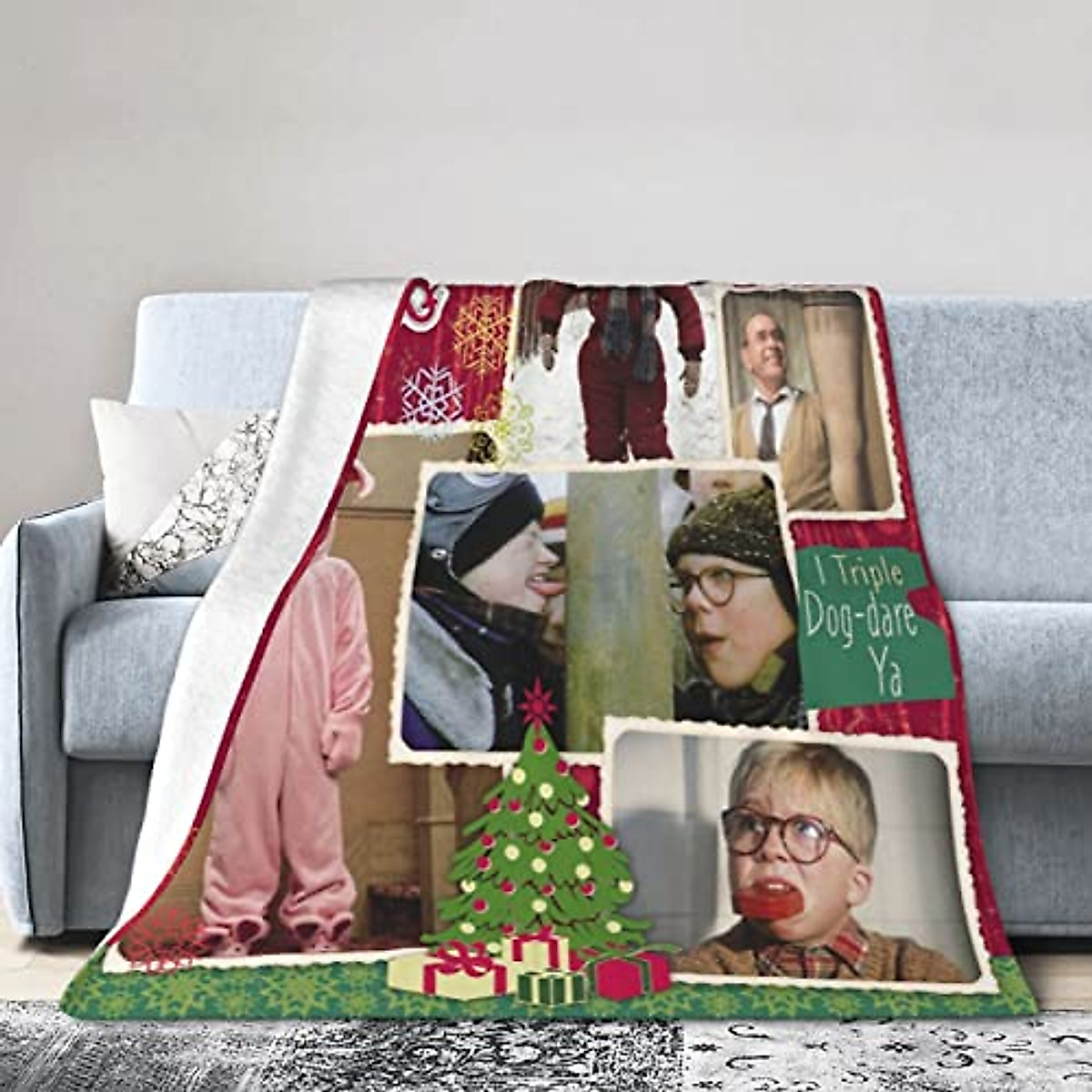 Story of Christmas Flannel Blanket Winter Throw Blanket Lightweight Ultra Soft Micro Fleece Summer Blanket Microfiber Fluffy Plush for Bed Sofa Couch All Season 50x40 Inches