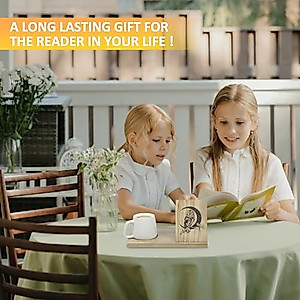 BALGELI Small Bookshelf, Triangle Book Holder, Solid Wood Short Mini Book Rest, Simple Bookcase for Bedroom Nightstand Office Desk Library or Table Centerpiece Decor for Coffee and Book Lover