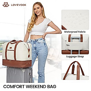 LOVEVOOK Weekender Bag, Large Travel Duffel Bag for Women with 2 Packing Cubes, Carry on Overnight Bag with Shoe Compartment, Mom Hospital Bags for Labor and Delivery