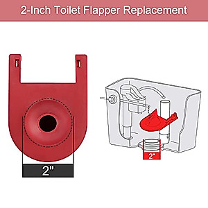 Hibbent 2 Pack Toilet Flappers Replacement Compatible with Kohler Shark-Fin Flapper Replacement Kit by Hibbent,2 Inch Toilet Flapper with Stainless Chain,Water Saving, Easy to Install