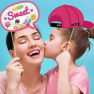 Kristin Paradise 25Pcs Candy Land Photo Booth Props with Stick, Candyland Selfie Props, Candy Shop Party Supplies, Lollipop Birthday Theme Backdrop Decorations, Boy Girl First 1st Bday Baby Shower