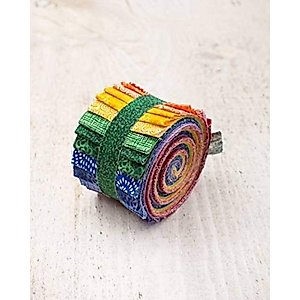AbsoluteBestChoice - 2.5 inch Rainbow Basics Jelly Roll 100% Cotton Fabric Quilting Strips 18 Strip