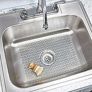 iDesign Orbz PVC Plastic Sink Grid, Non-Skid Dish Protector for Kitchen, Bathroom, Basement, Garage, 12" x 15.5" - Clear