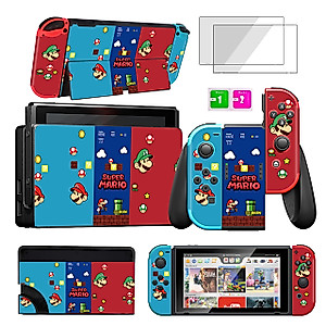 oqpa for Nintendo Switch OLED 2021 Skins Stickers for Girls Boys Kids Cute Kawaii Anime Cartoon Character Design Fun Decals with Tempered Glass Screen Protector for Nintendo Switch OLED(Yellow)