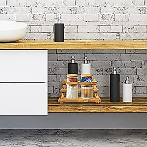 FTUREERA Qtip Holder Storage Organizer, 3 Layer Cotton Ball Holder Apothecary Jars Storage Rack for Bathroom，Suitable for 6 Pack Bathroom Jars up to 2.8 Inches in Diameter