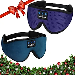 MUSICOZY Sleep Headphones Bluetooth 5.2 Headband Breathable 3D Sleeping Headphones, Wireless Eye Mask Sleep Earbuds for Side Sleepers Women Office Air Travel Cool Tech Gadgets Unique Gifts, Pack of 2