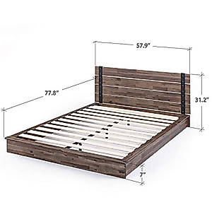 ZINUS Brock Metal and Wood Platform Bed Frame / Solid Acacia Wood Mattress Foundation / No Box Spring Needed / Easy Assembly, Full
