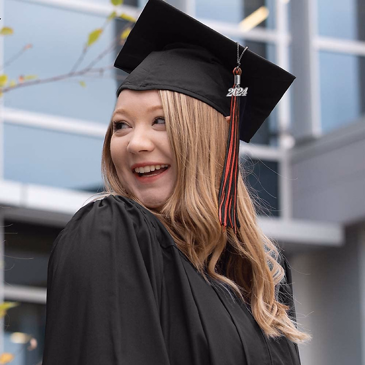 Endea Graduation Mixed Double Color Tassel with Silver Date Drop (Black/Red, 2024)