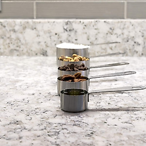 husMait Stainless Steel Measuring Cups - 5 Piece Heavy Duty Measuring Cup Set with Storage Ring