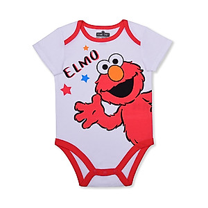 Sesame Street Boys’ Elmo Bodysuit and Jogger Set for Newborn and Infant – Red/White