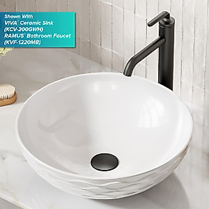Kraus PU-L10MB Bathroom Pop-Up Drain Assembly for Vessel Sinks Without Overflow, with Extended Thread for Thicker Countertops, 10 3/4 Inch, Matte Black