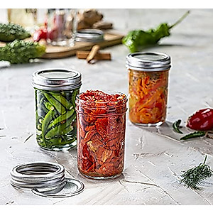 8oz Glass Mason Jars with lids Set of 6 - wide mouth - Airtight Band + Marker & Labels - Canning Jars with Lids, Ideal for candle jars, Spice Jars, Wedding Favors, Meal Prep, Jelly Jar, Jam, Honey,