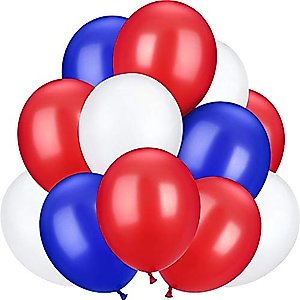 100 Pieces 13 inch Latex Balloons Colorful Round Balloons for Wedding Birthday Festival Party Decoration (Blue, Red, White)