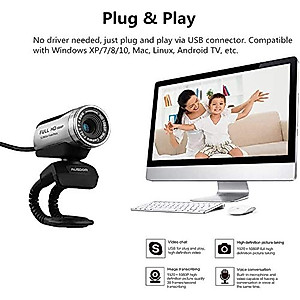 AUSDOM HD Webcam 1080P with Microphone, USB Desktop Laptop Web Camera 12.0MP, Auto Exposure, Pro Streaming Computer Camera for Laptop/Desktop/Skype/FaceTime/YouTube/Yahoo Messenger/Zoom