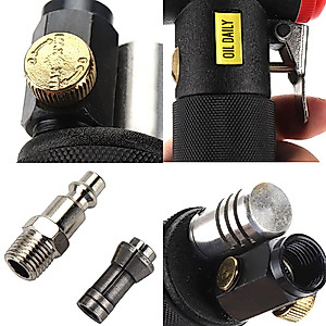 SI FANG 16Pcs Air Die Grinder Kit, Right Angle Die Grinder with 1/4" 1/8" Collets and 2" Quick Change Roll Lock Sanding Discs Accessories Set, 20,000RPM Pneumatic Air Grinding Tools Attachments Black