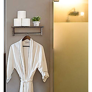 J JACKCUBE DESIGN Rustic Bathroom Shelf Towel Rack Bathroom Shelf Organizer Stainless Towel Bar Hanger Farmhouse Décor Over Toilet - MK608A