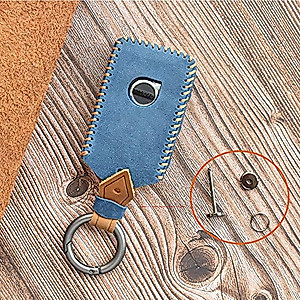 HIBEYO Leather Smart Key Fob Case Compatible with Volvo XC40 XC60 XC90 S90 V90 Car Key Fob Cover Remote Keyless Entry Full Protection Shell 2019 2021 Keychains Auto Accessories Holder Protector-Brown
