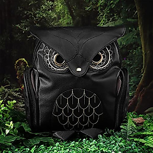 PRETYZOOM Owl Shaped Backpack Goth Purse PU Leather Backpack Fashionable Women Backpack Travel School Backpack Casual Backpack Owl Gifts for Women Gothic Purse School Backpacks for Teenagers