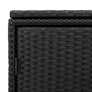 vidaXL Patio Storage Cabinet in Black – Outdoor Poly Rattan Organizer with Robust Steel Frame for Garden, Deck, Poolside – 43.3"x21.7"x23.8"