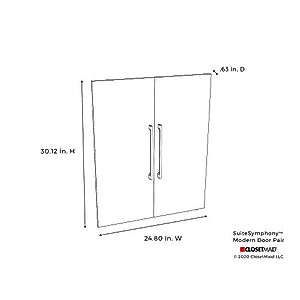 ClosetMaid SuiteSymphony Wood Closet Door Set Pair, Add On Accessory, Modern Style for Storage, Clothes, for 25 in. Units, Natural Gray/Satin Nickel, Inch