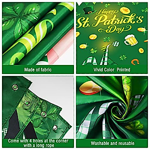Happy St. Patrick's Day Door Cover Saint Patricks Gnome Banner Green Shamrock Decorations St Patricks Day Theme Banner Sign Irish Luck Day Outdoor Indoor Backdrop for Party Home Decorations Supplies