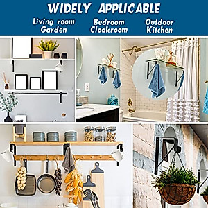 Nuogo 8 Pcs Heavy Duty Closet Rod Brackets Bulk Black Closet Shelf Bracket with Rod Support Rod Brackets Holder Shelf Rod Hangers Hooks with Screw for Home and Closet Decor, 11 x 11 Inches