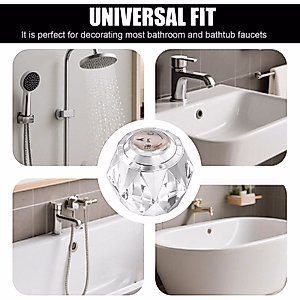 Ryutain Crystal Glass Faucet Handle, Hot and Cold Temperature Control, Diamond-Cut Design，Compatible with Delta Faucet RP2391，Suitable for Showers/bathtubs.QXBS-1