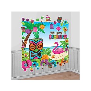 Amscan 32-Piece Luau Scene Setters Wall Decorating Kit, 1 Pack