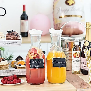 CUCUMI 2pcs 50oz Glass Carafe with Lids, 1.5 Liter Glass Water Pitcher Juice Containers Beverage Jugs for Mimosa Bar, Brunch, Cold Beverage