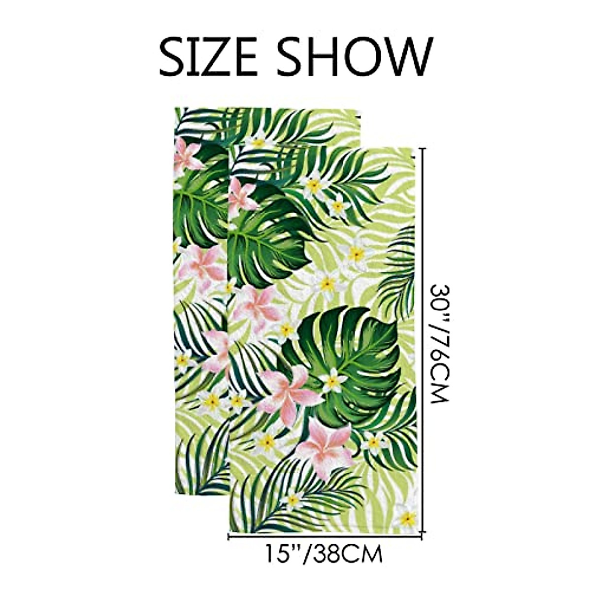 BVOGOS Bath Hand Kitchen Towels Tropical Flowers Palm Leaves Green Face Towel Washcloth 2 Pack Soft Quick Dry Super Absorbent Bathroom