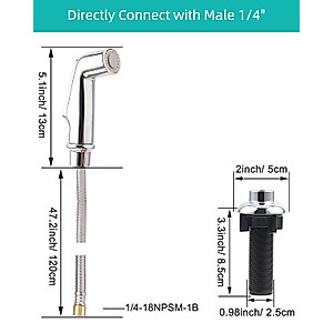 Hygie Rinse Kitchen Sink Side Sprayer with Quick Side Connector Compatible with Moen Faucet Sprayer Replacement, Kitchen Sink Faucet Sprayer Attachment with Water Hose/Holder, Chrome