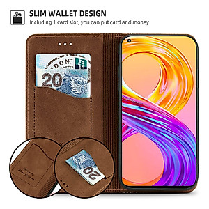 AKABEILA for Oppo Reno 6 Pro Plus 5G Case Luxury PU Leather Flip Wallet Case Card Holder Magnetic Closure Kickstand Shockproof Women Men Mobile Phone Cover for Oppo Reno 6 Pro 5G 6.55" Light Brown