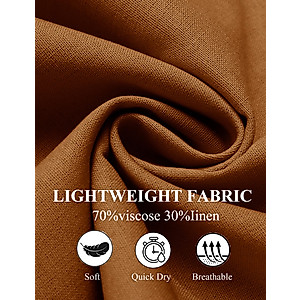 COOFANDY Men's Baggy Capri Trousers Casual Drawstring Vacation Hippie Summer Beach Linen Pants Lightweight Loose Yoga Pants Brown