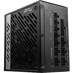 MSI MPG A1000G Gaming Power Supply - 80 Plus Gold Certified 1000W - 0% RPM Mode - Fully Modular - 100% Japanese 105°C Capacitors - Compact Size - ATX PSU