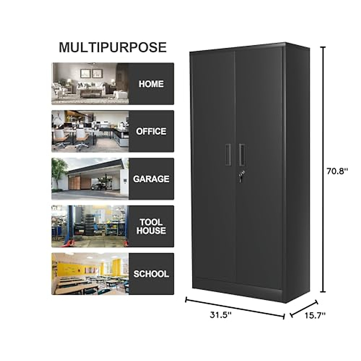 JUMMICO Metal Storage STELL Cabinets, 18 x 36, Black