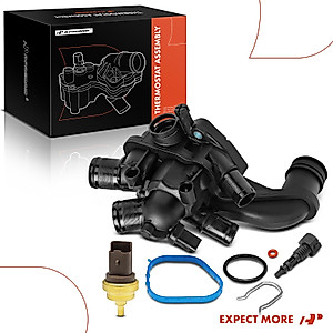 A-Premium Engine Coolant Thermostat and Housing Assembly W/Sensors - Compatible with Mini Cooper 2007-2013, Cooper Countryman 2011-2013 - DOHC, L4 1.6L - Replace# 11537534521, 11538699290