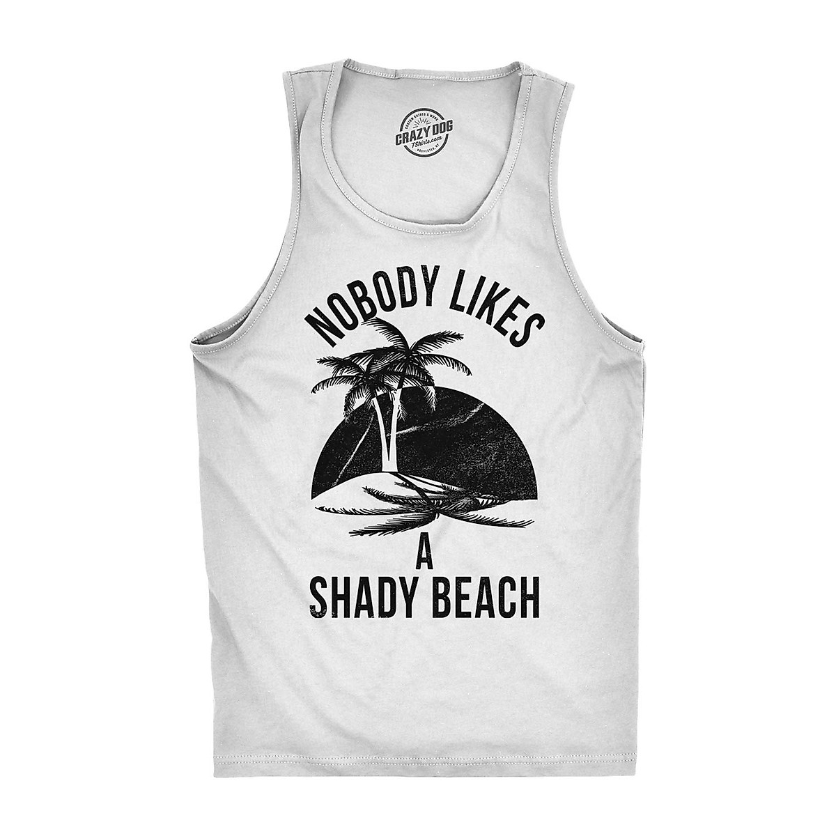 Mens Shady Beach Funny Cool Tees Sleeveless Gym Workout Novelty Fitness Tanktop Funny Workout Shirt Cool Fitness Tank Top Novelty Tank Tops for Guys White M