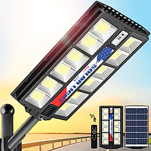 WYWNA 4200W Solar Street Lights Outdoor, Wide Angle Solar Parking Lot Lights Motion Sensor Solar Lights Outdoor Waterproof Led Street Light Solar Powered Dusk to Dawn for Yard