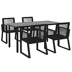 qiangxing 5 Piece Patio Dining Set Patio Table and Chairs Set Outdoor Patio Dining Set Outdoor Patio Furniture Patio Set Black PVC Rattan 3156544