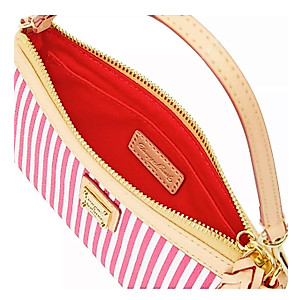DOONEY & BOURKE DB RED AND WHITE STRIPE LARGE SLIM WRSITLET CLUTCH BAG