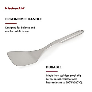 KitchenAid Premium Solid Turner with Hang Hook, 13.6-Inch, Stainless Steel