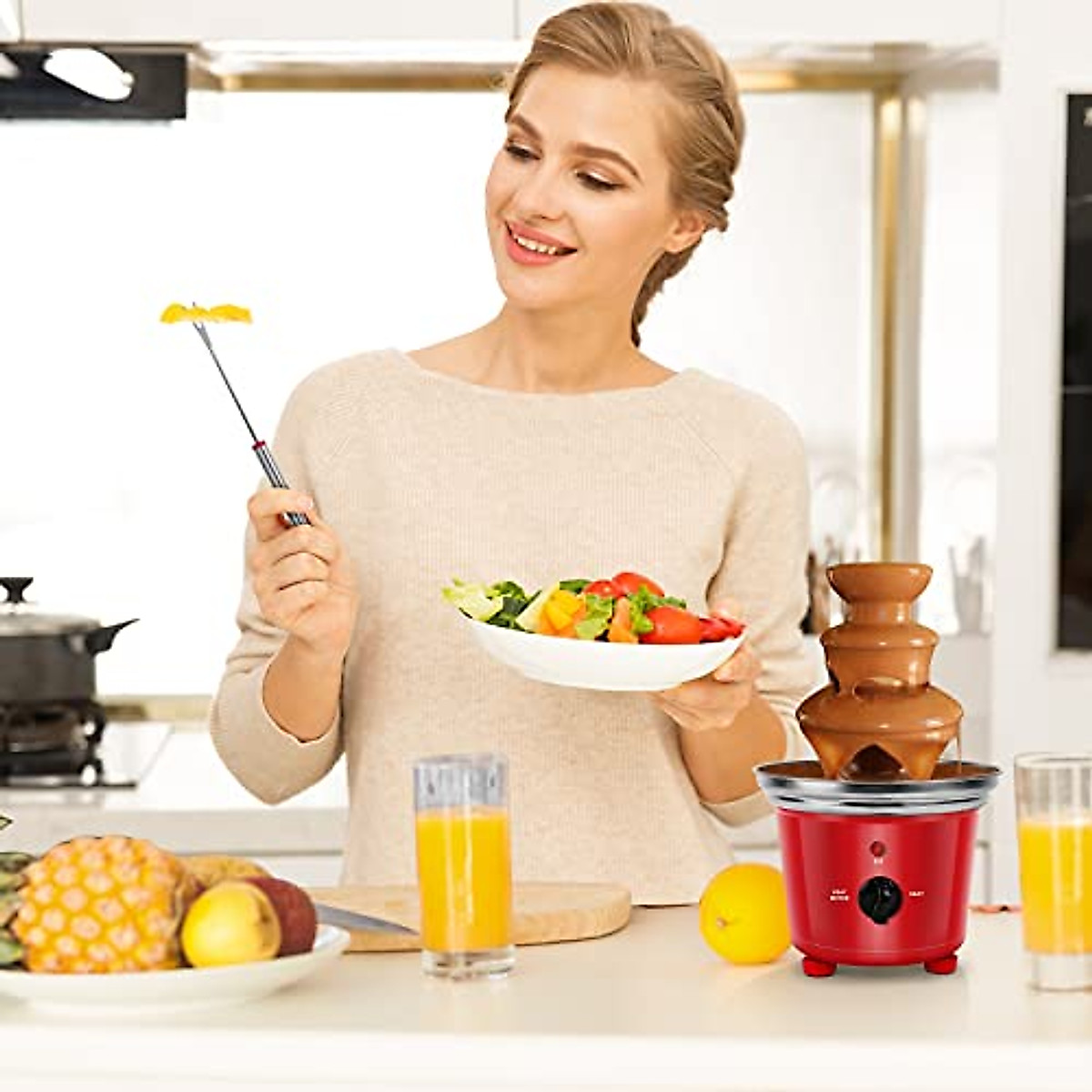 Outamateur Chocolate Fountain Machine,3-Tier Electric Melting Machine,16-Ounce Hot Chocolate Fondue Pot With 4PCS Food Forks for Sweet Treats,Fruits,Nuts,Marshmallows