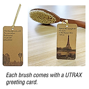 UTRAX 20'' Long Detachable Wooden Bath Brush with Curved Reach Handle Hanging Wood Shower Brush with Boar-Bristle